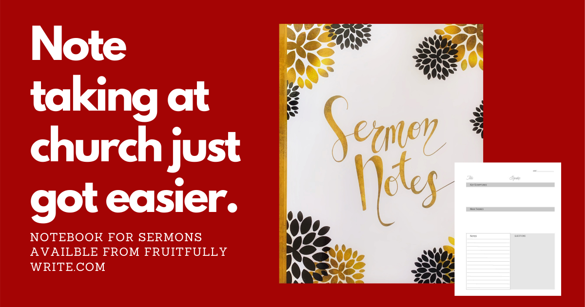 Sermon Notes Book- Gold with Flowers - Fruitfully Write